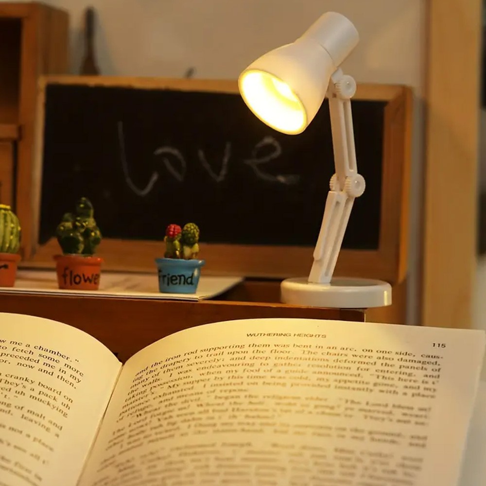 Portable Mini Reading Book Light with Clip White