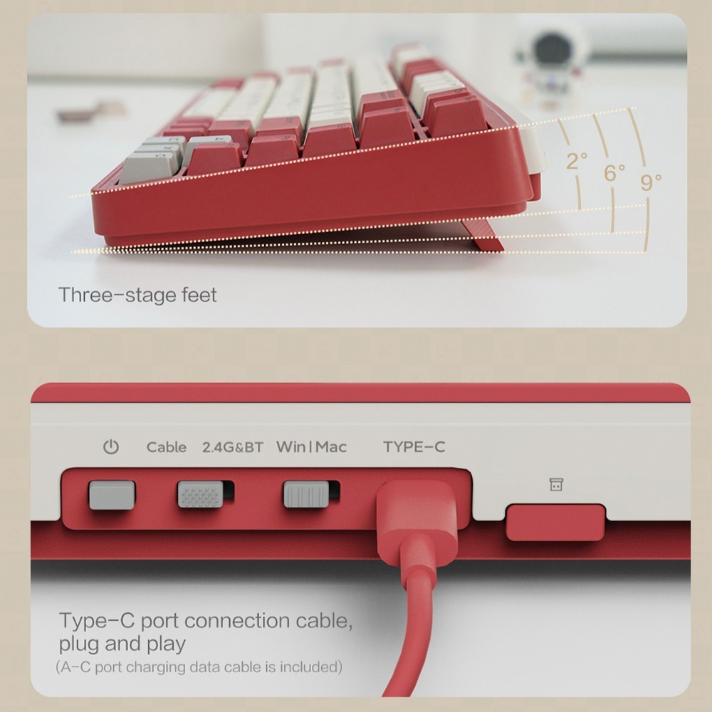 MIIIW Art Series Z830 Mechanical Keyboard 83 Keys Triple-mode Red