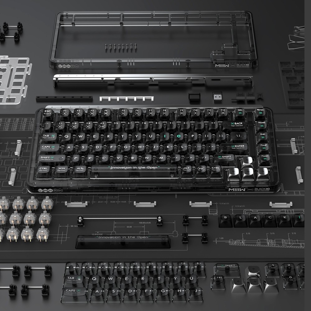 MIIIW BlackIO 83 Kailh Jellyfish Switch Mechanical Keyboard Silver