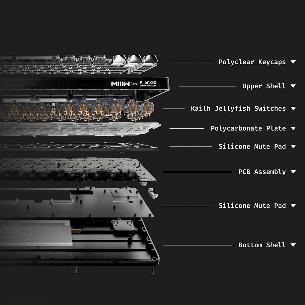 MIIIW BlackIO 83 Kailh Jellyfish Switch Mechanical Keyboard Silver