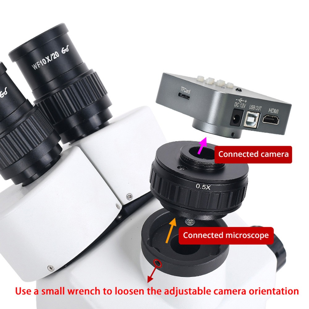 HAYEAR 0.5X C-Mount Lens Adapter Microscope Camera Connector