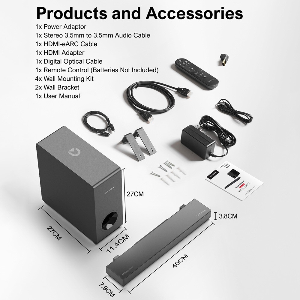 Ultimea Nova S50 Soundbar Subwoofer Kit Dolby Atmos Certification