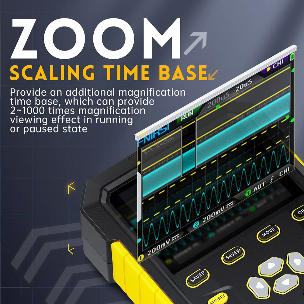 FNIRSI DPOX180H Digital Phosphor Oscilloscope EU Plug Yellow
