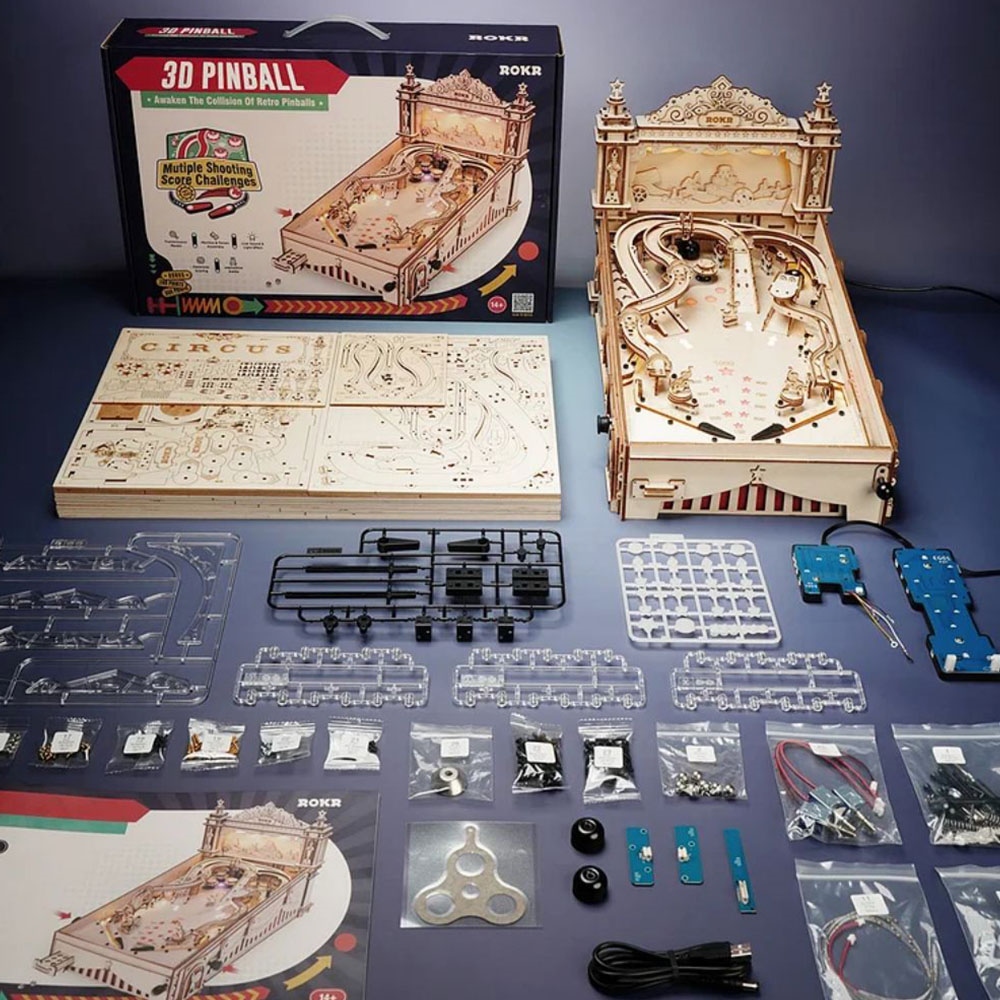 ROKR EG01 Pinball Machine 3D Wooden Puzzle Kit ROKR EG01 Pinball Machine 3D Wooden Puzzle Kit