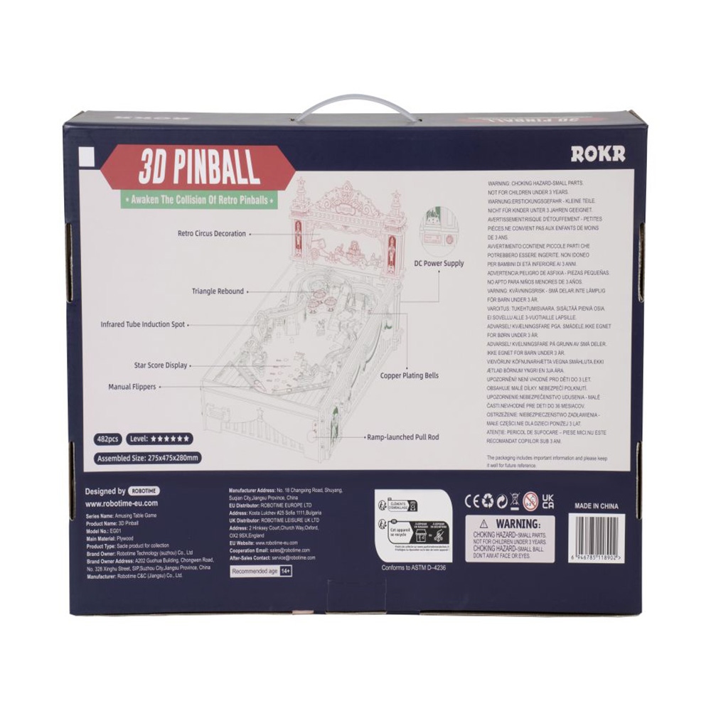 ROKR EG01 Pinball Machine 3D Wooden Puzzle Kit