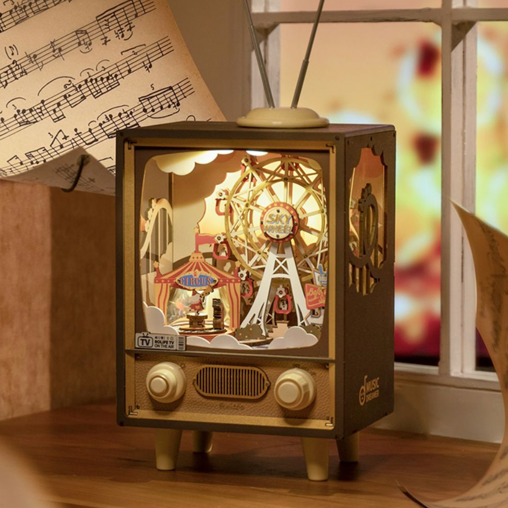 Rolife AMT01 Sunset Carnival DIY Music Box 3D Wooden Puzzle Kit