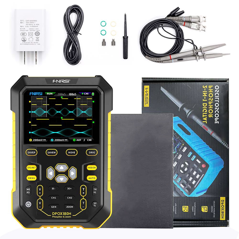 FNIRSI DPOX180H Digital Phosphor Oscilloscope US Plug Yellow