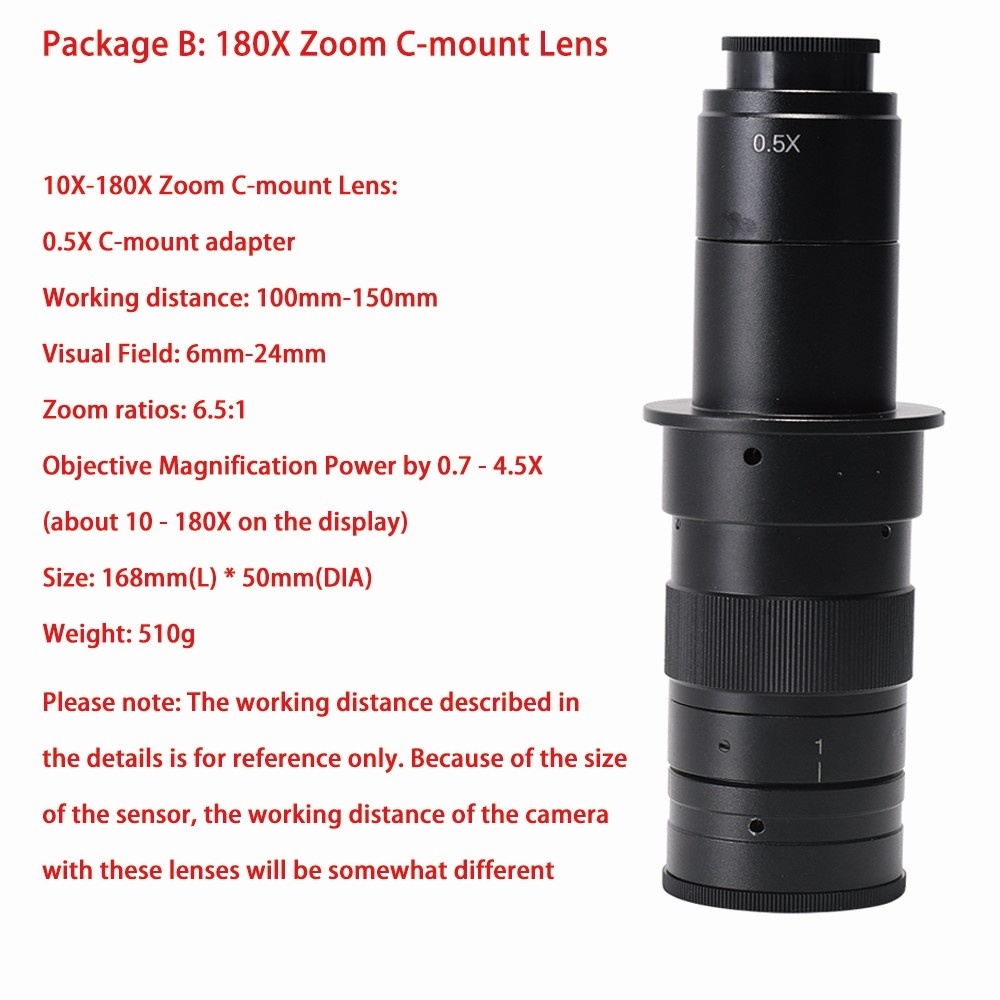 HAYEAR 180X Microscope Camera C-Mount Lens