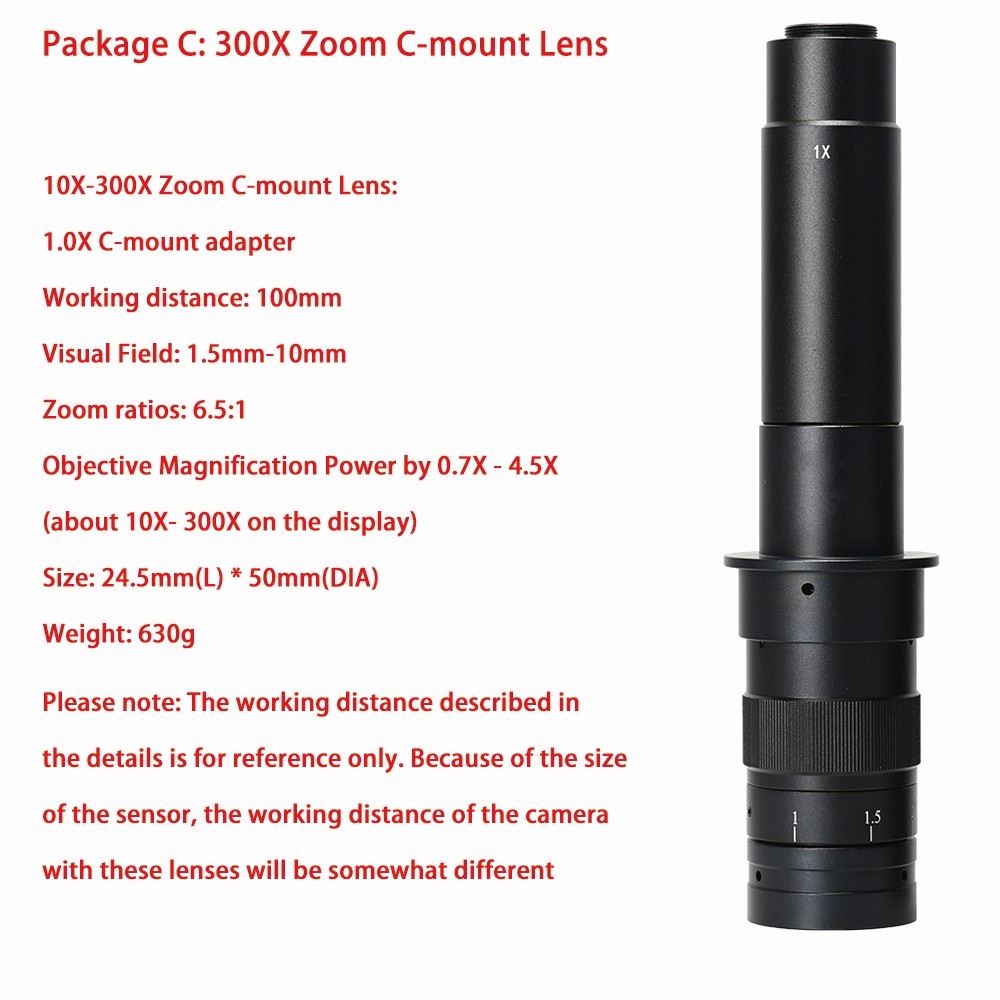 HAYEAR 300X Microscope Camera C-Mount Lens