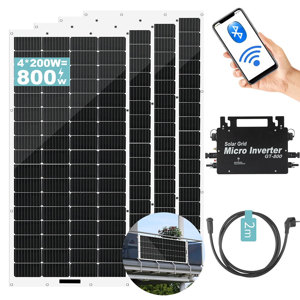 LANPWR 800W Balcony Power Plant with 4 x 200W Flexible Solar Panels