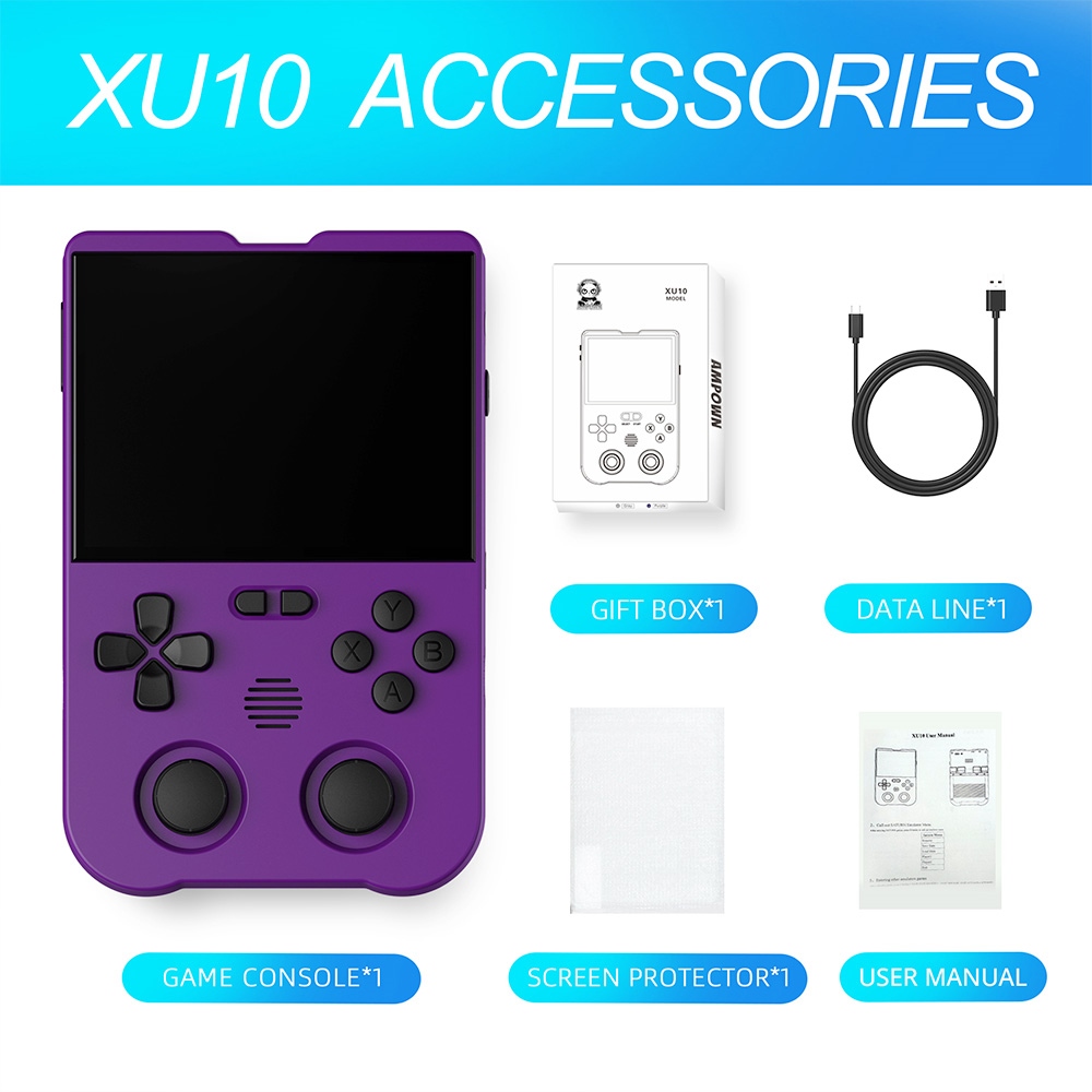 AMPOWN XU10 Handheld Game Console, 128GB - Purple