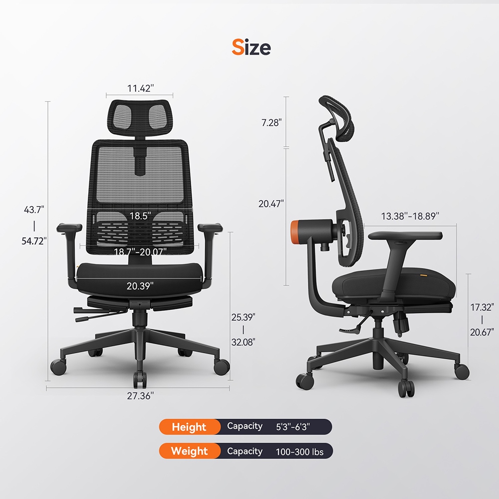 NEWTRAL MagicH-BP Ergonomic Chair with Footrest Black | Europe