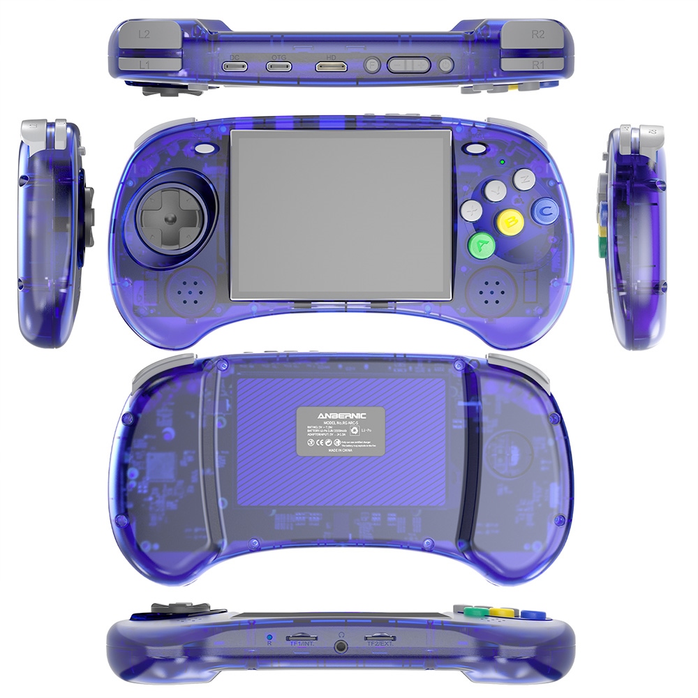 ANBERNIC RG ARC-S Game Console with 128GB TF Card - Transparent Blue