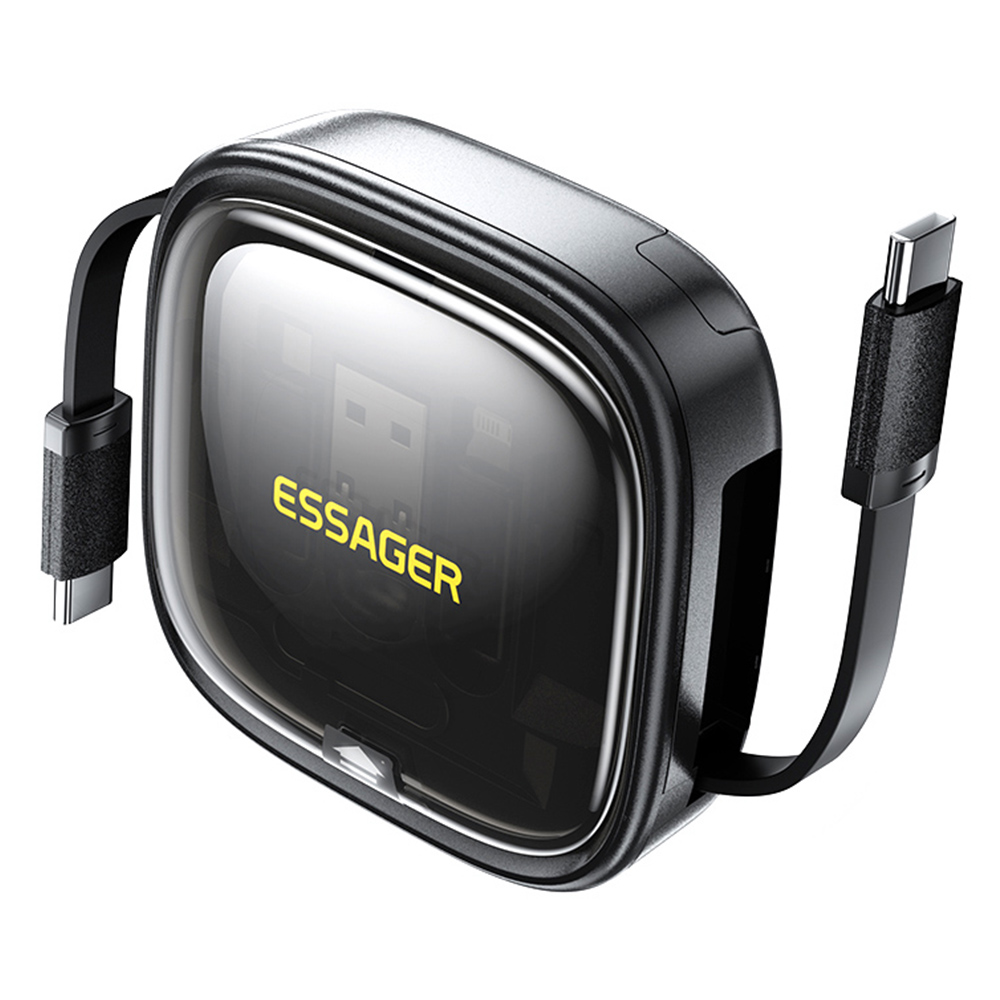 ESSAGER Type-C To Type-C Data Cable with Storage Box Black