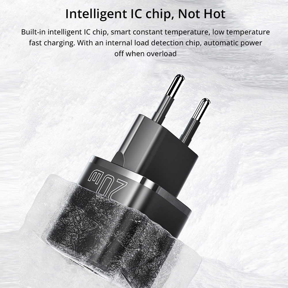 Essager 20W USB-A Type-C GaN Charger Black EU Plug