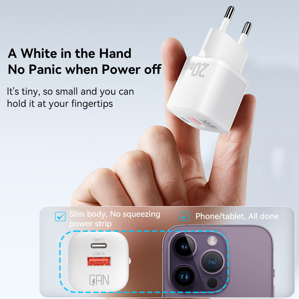 Essager 20W USB-A Type-C GaN Charger Black EU Plug