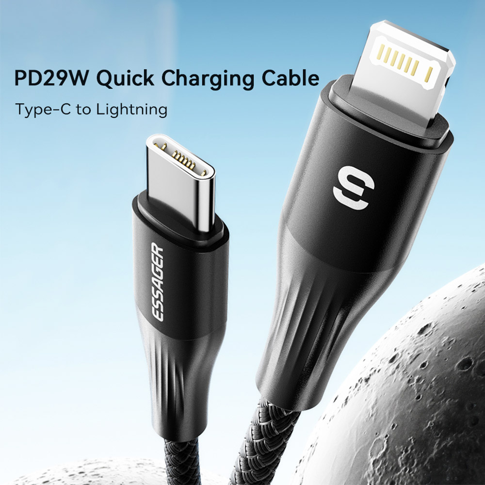 ESSAGER PD29W Fast Charging Data Cable 2m Black