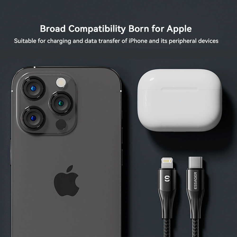 ESSAGER PD29W Fast Charging Data Cable 2m Black