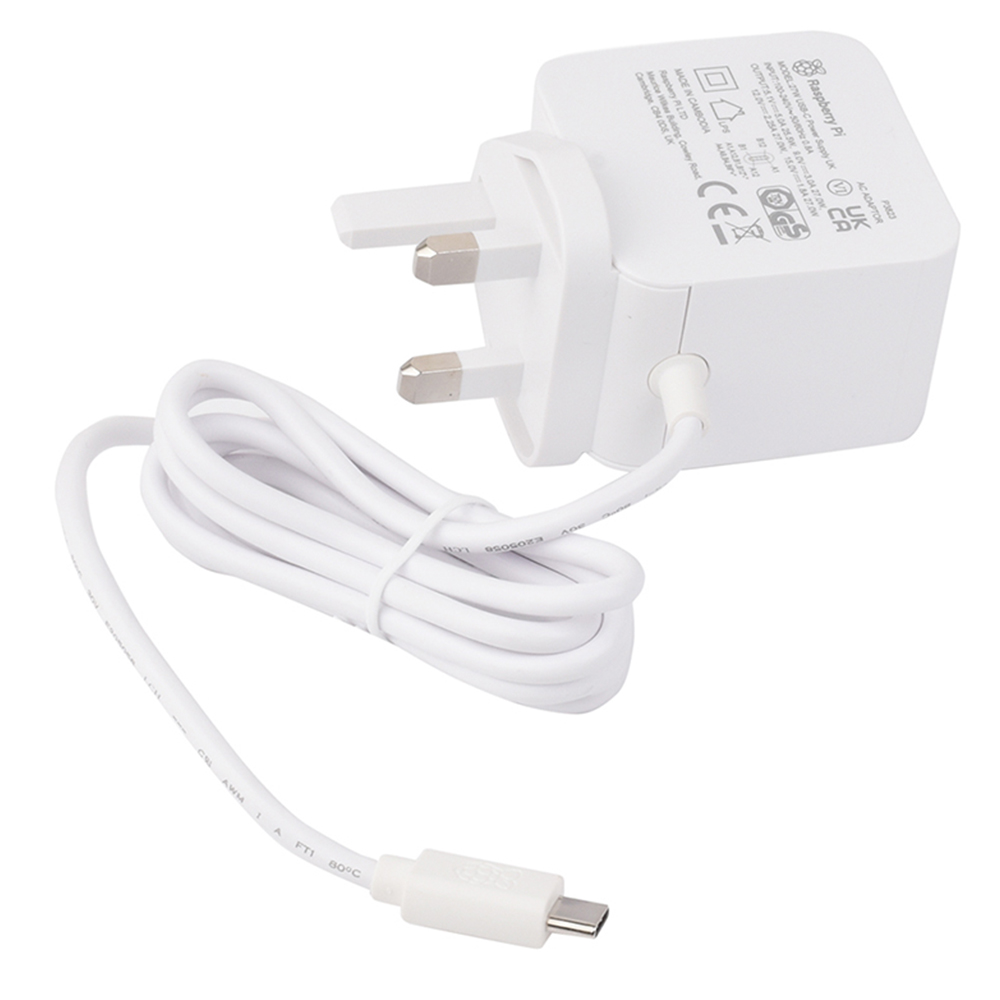 Official 27W Type-C Power Supply for Raspberry Pi 5 UK Plug