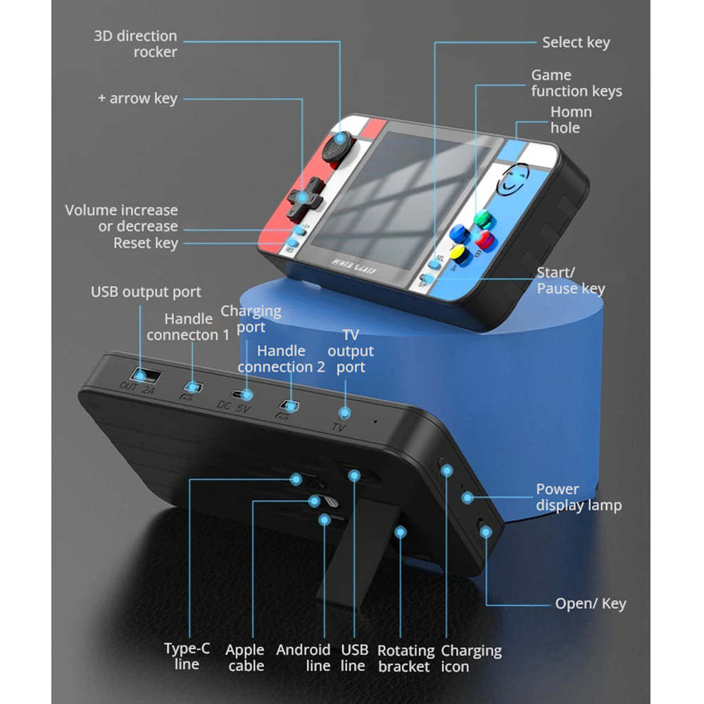 D41 2-in-1 Handheld Game Console - Black