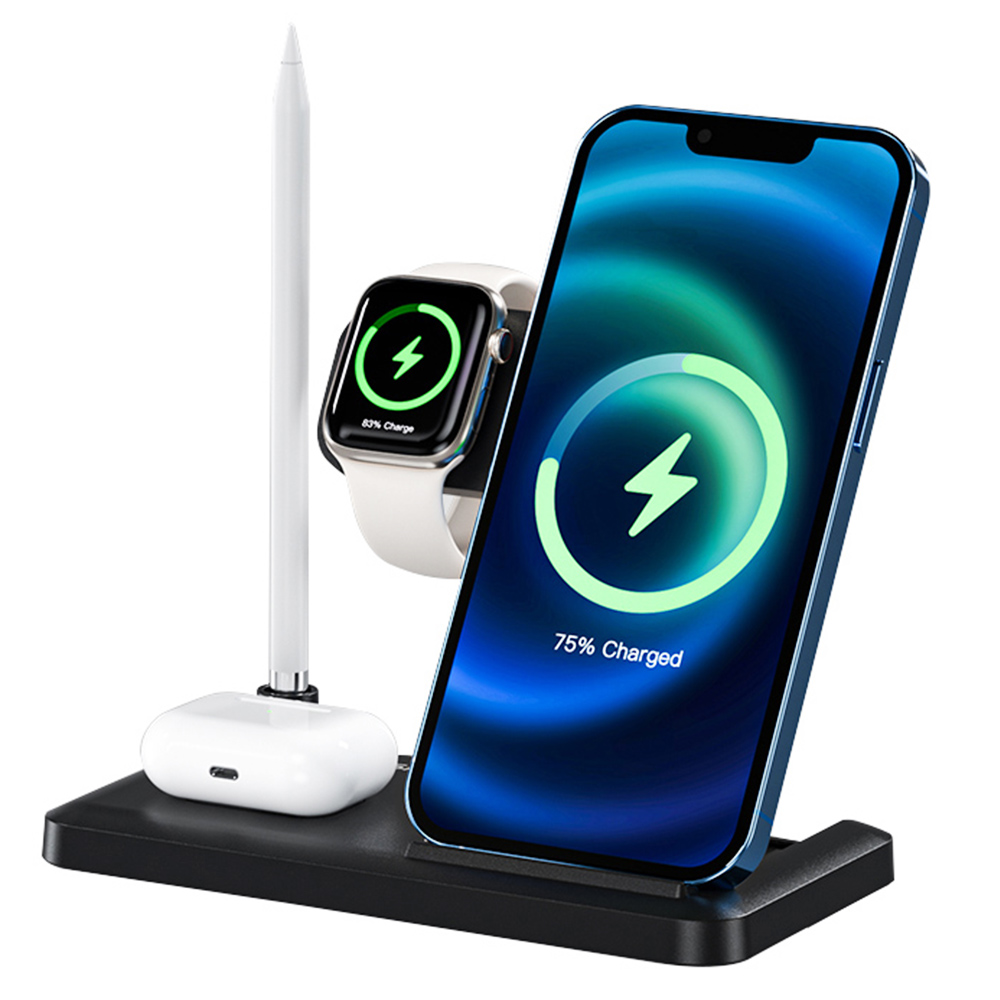ESSAGER 4 in 1 Desktop Wireless Charger Phone Stand