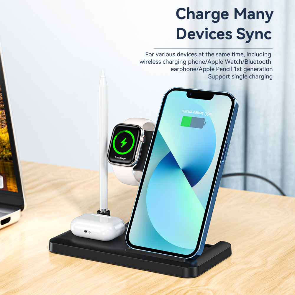 ESSAGER 4 in 1 Desktop Wireless Charger Phone Stand