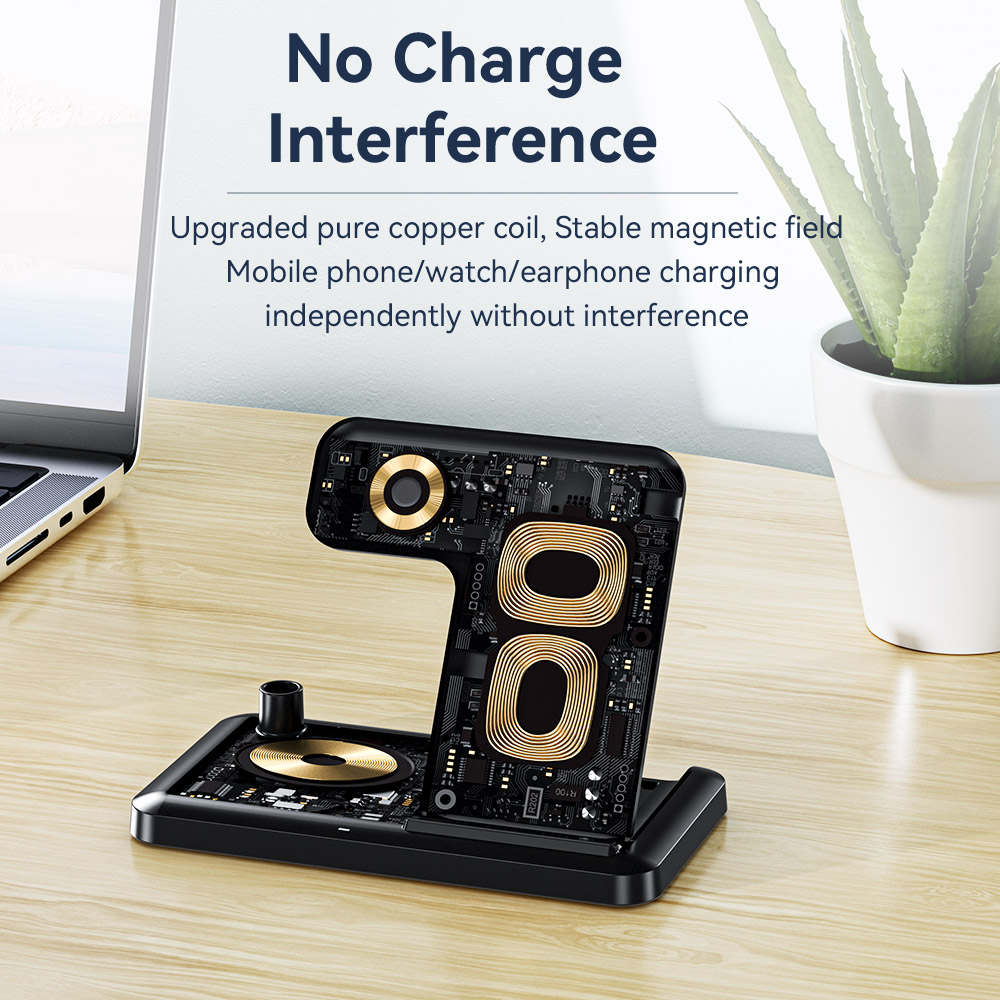 ESSAGER 4 in 1 Desktop Wireless Charger Phone Stand