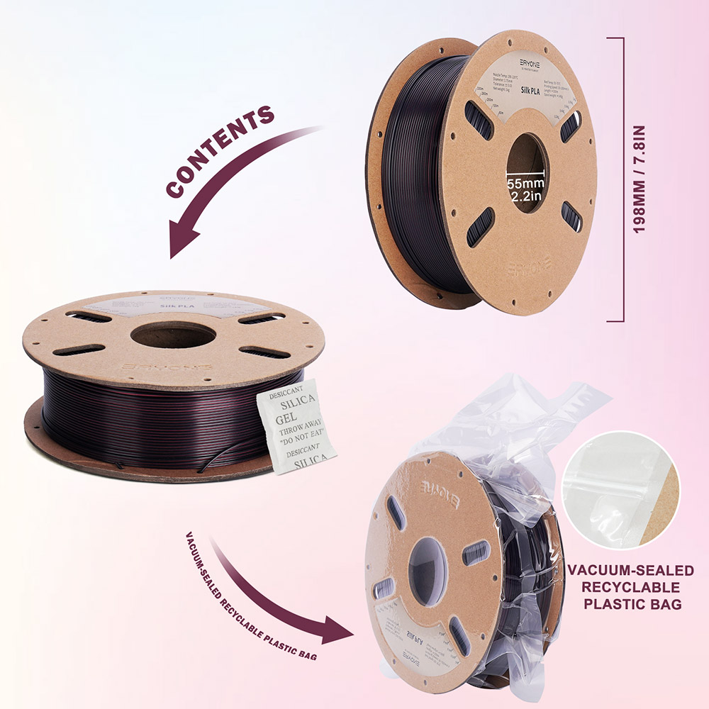 ERYONE Dual Color Silk PLA Filament Black & Rose Red | Europe