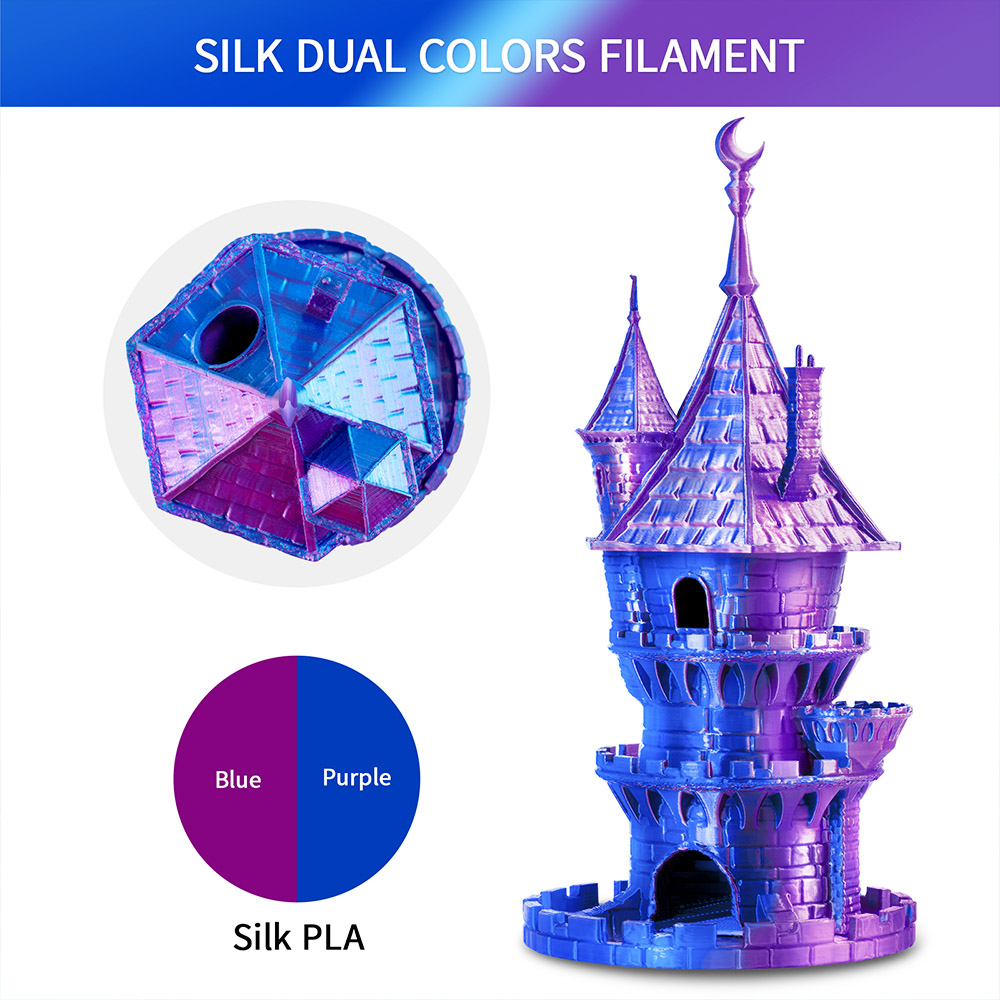 ERYONE Dual Color Silk PLA Filament Purple & Blue | Europe