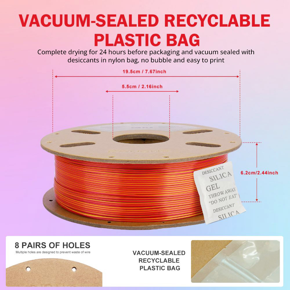 5kg ERYONE Triple-Color Silk PLA Filament | Europe 5kg ERYONE Triple-Color Silk PLA Filament | Europe