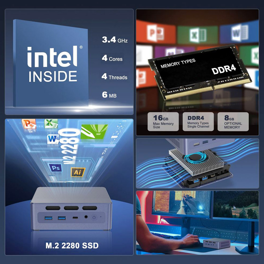 GXMO N95 Mini PC 8GB+256GB - EU Plug