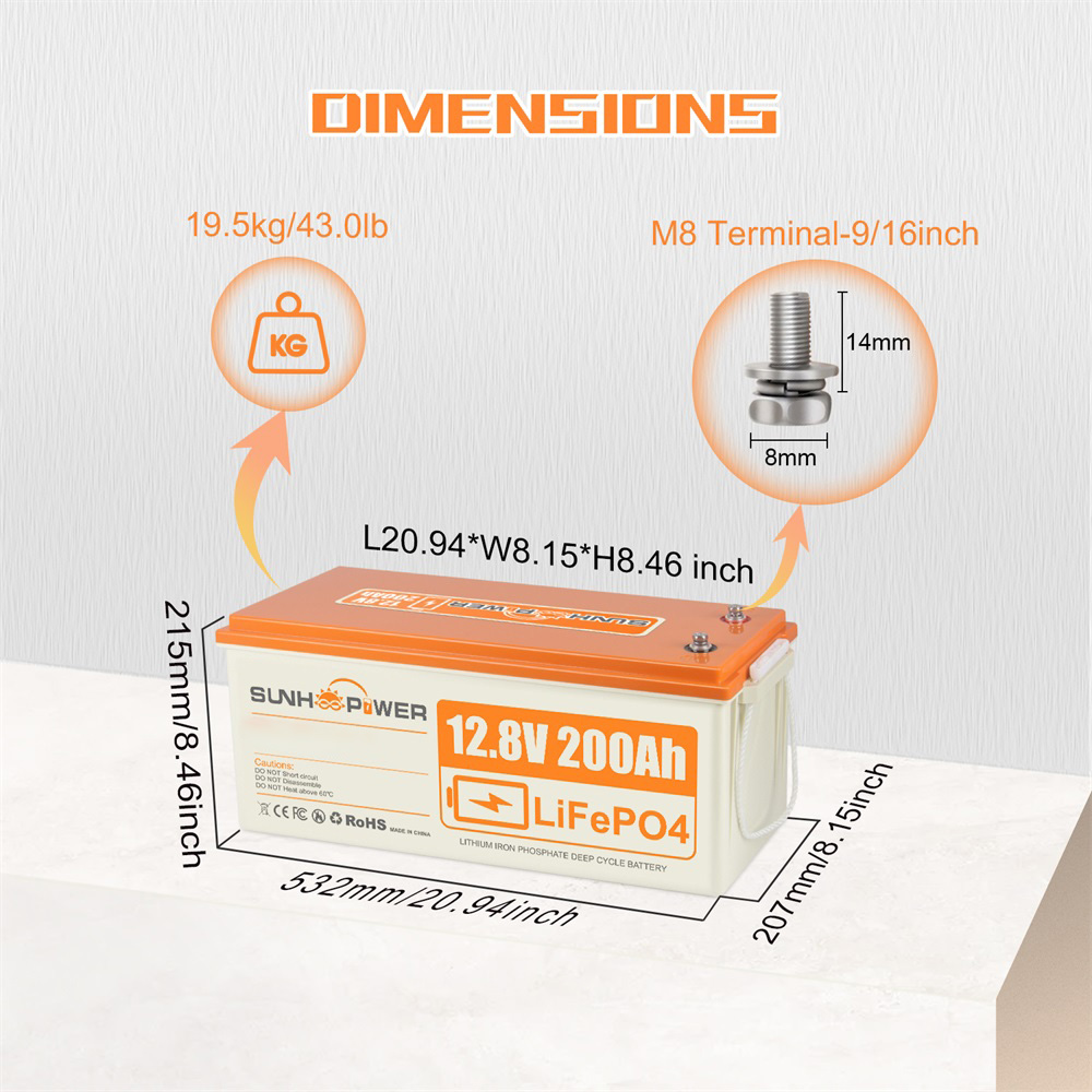 SUNHOOPOWER 12V 200Ah LiFePO4 Battery
