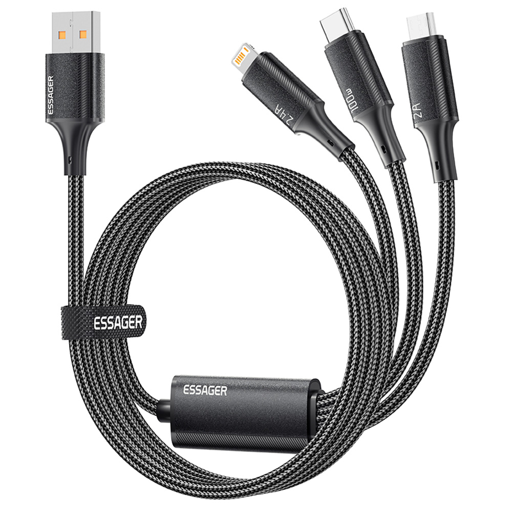 ESSAGER 100W 3 in 1 Data Cable Black
