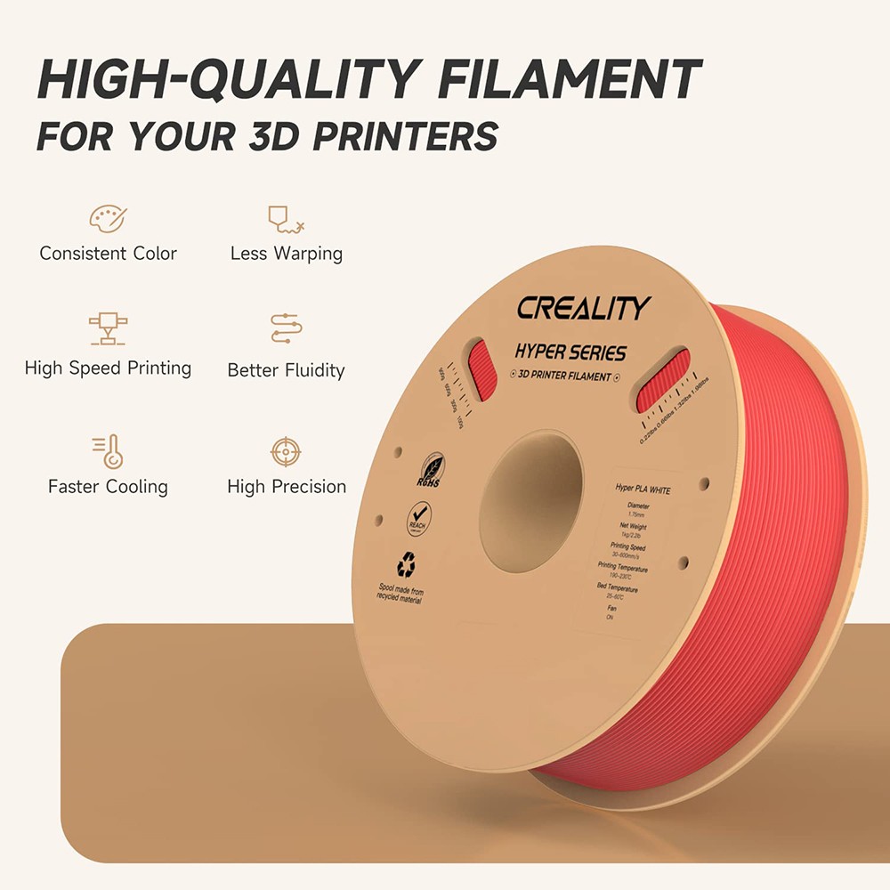Creality Hyper PLA 3D Printing Filament 1.75mm 1KG Red | Poland