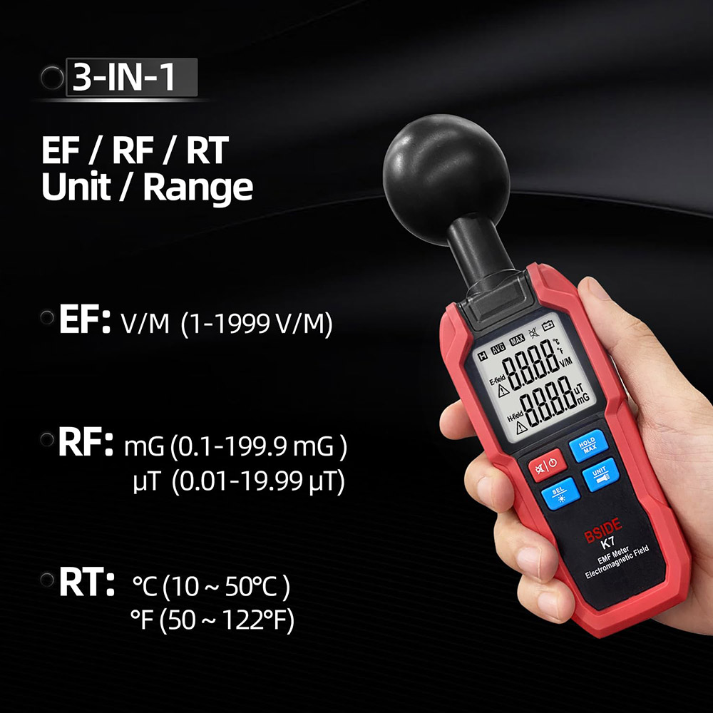 BSIDE K7 Electromagnetic Field Tester Red without Battery BSIDE K7 Electromagnetic Field Tester Red without Battery