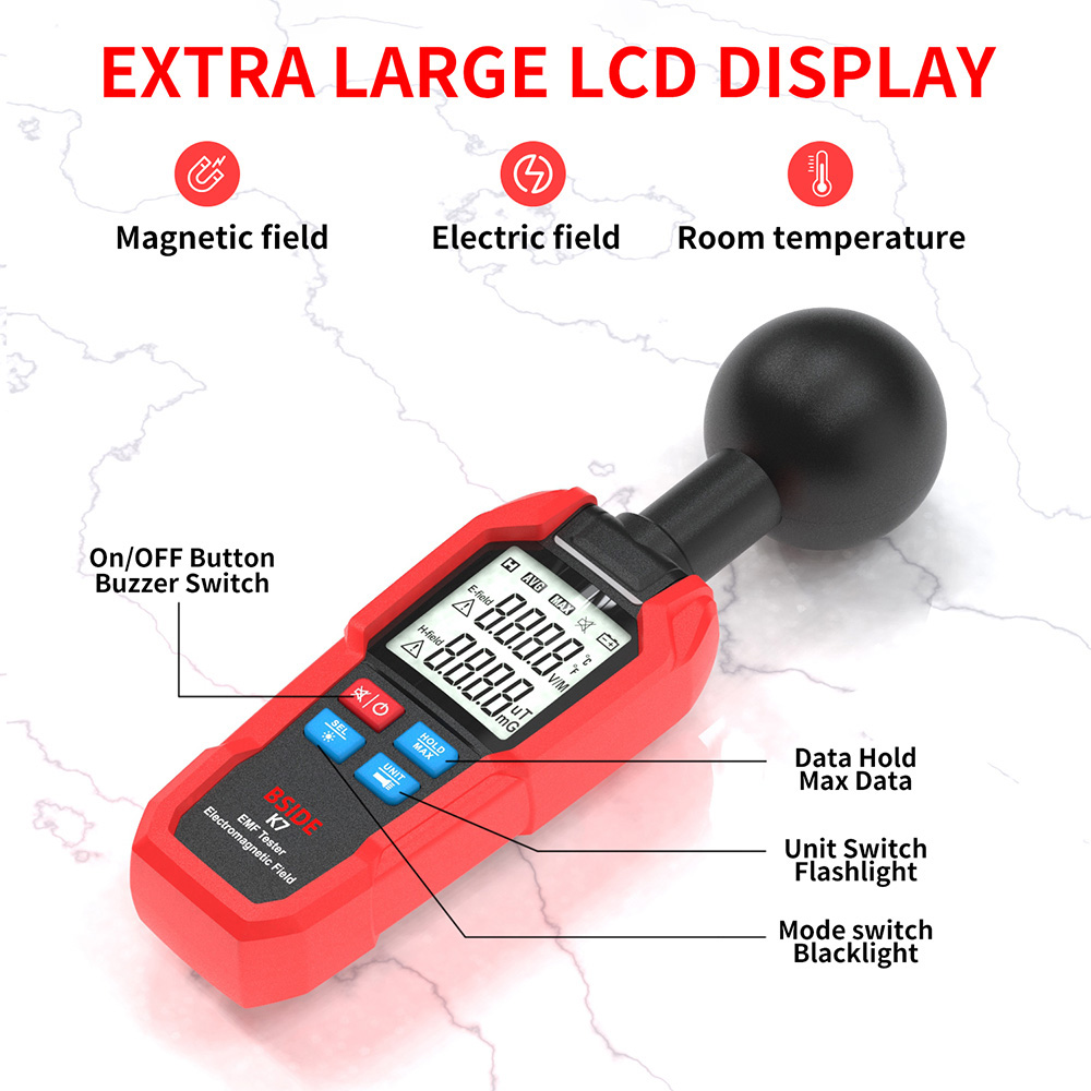 BSIDE K7 Electromagnetic Field Tester Red without Battery