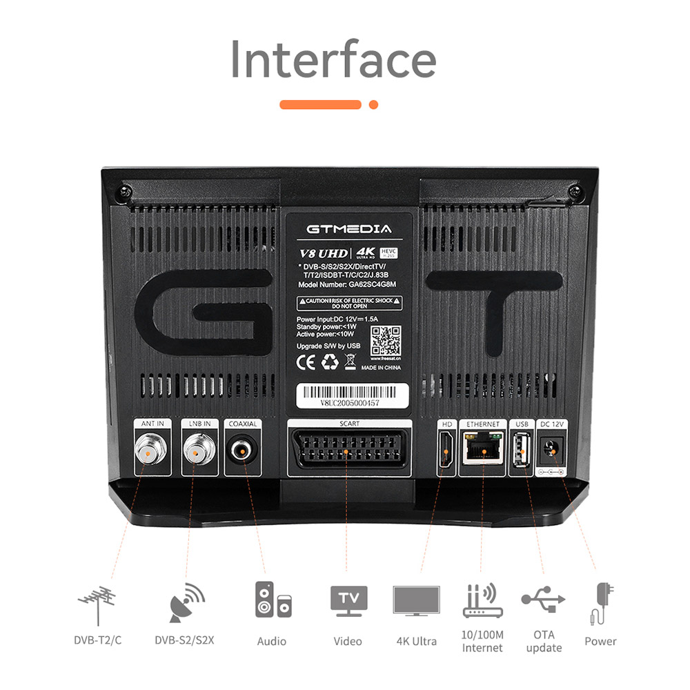 GTMEDIA V8 UHD 4K Satellite Receiver EU Plug