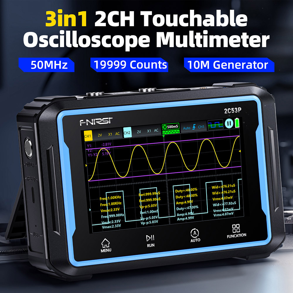 FNIRSI 2C53P Digital Oscilloscope Multimeter Blue