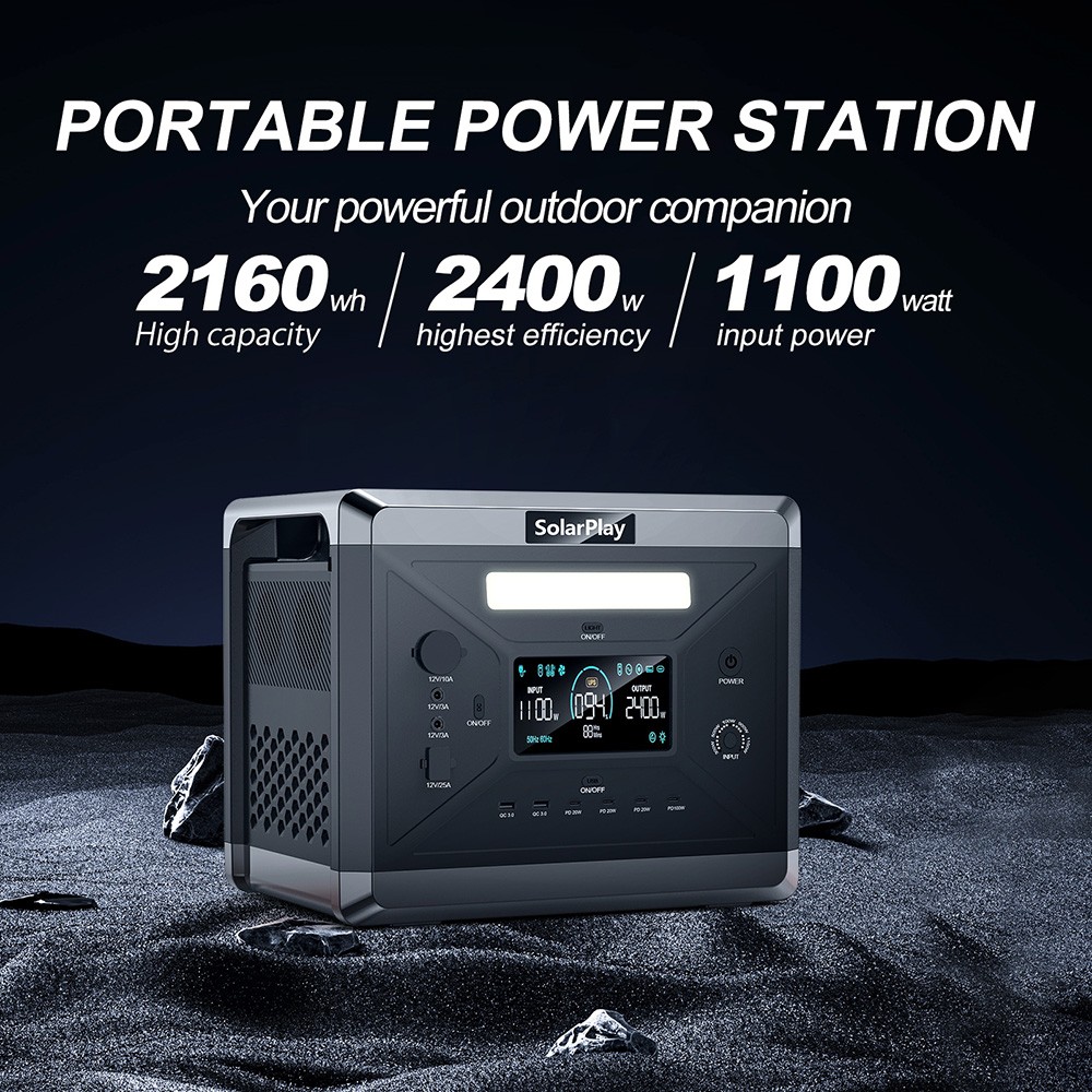 SolarPlay 2160Wh 2400W Portable Power Station + T200 Solar Panel