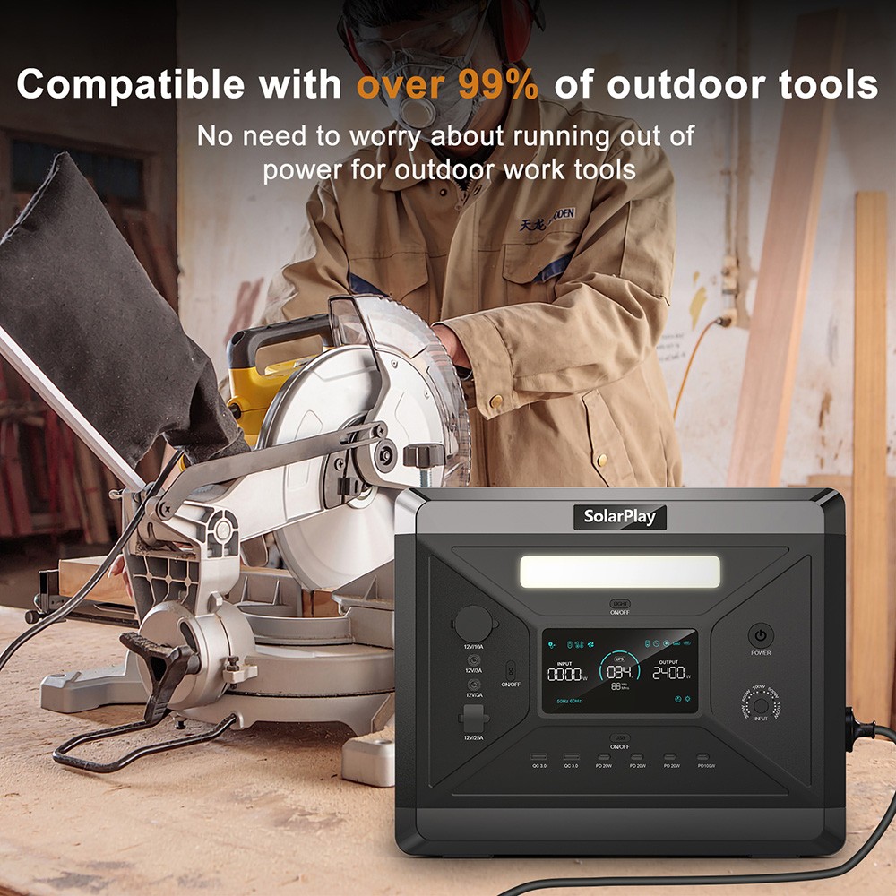 SolarPlay 2160Wh 2400W Portable Power Station + T200 Solar Panel