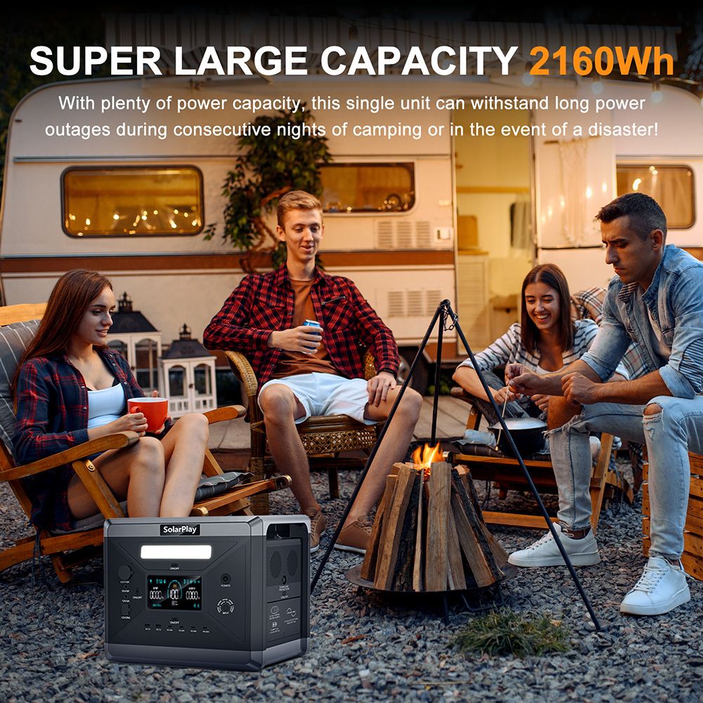 SolarPlay 2160Wh 2400W Portable Power Station + T200 Solar Panel