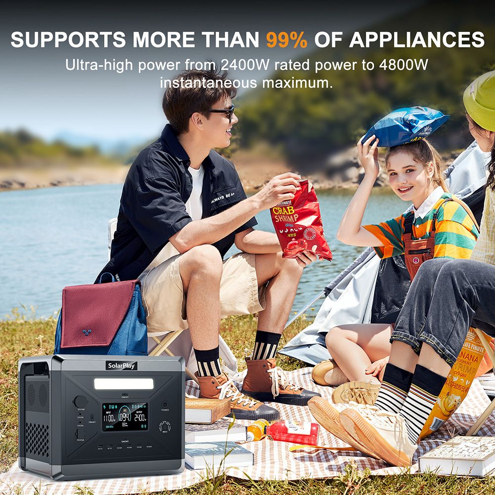 SolarPlay 2160Wh 2400W Portable Power Station + T200 Solar Panel