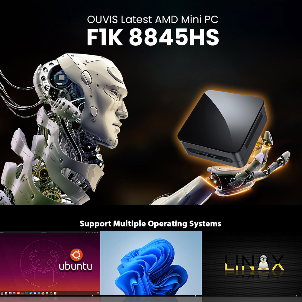 OUVIS F1K Mini PC AMD Ryzen 7 8845HS