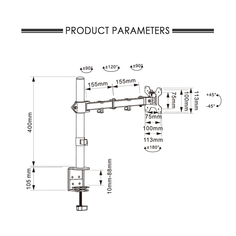 M051 Single Arm Single Monitor Stand