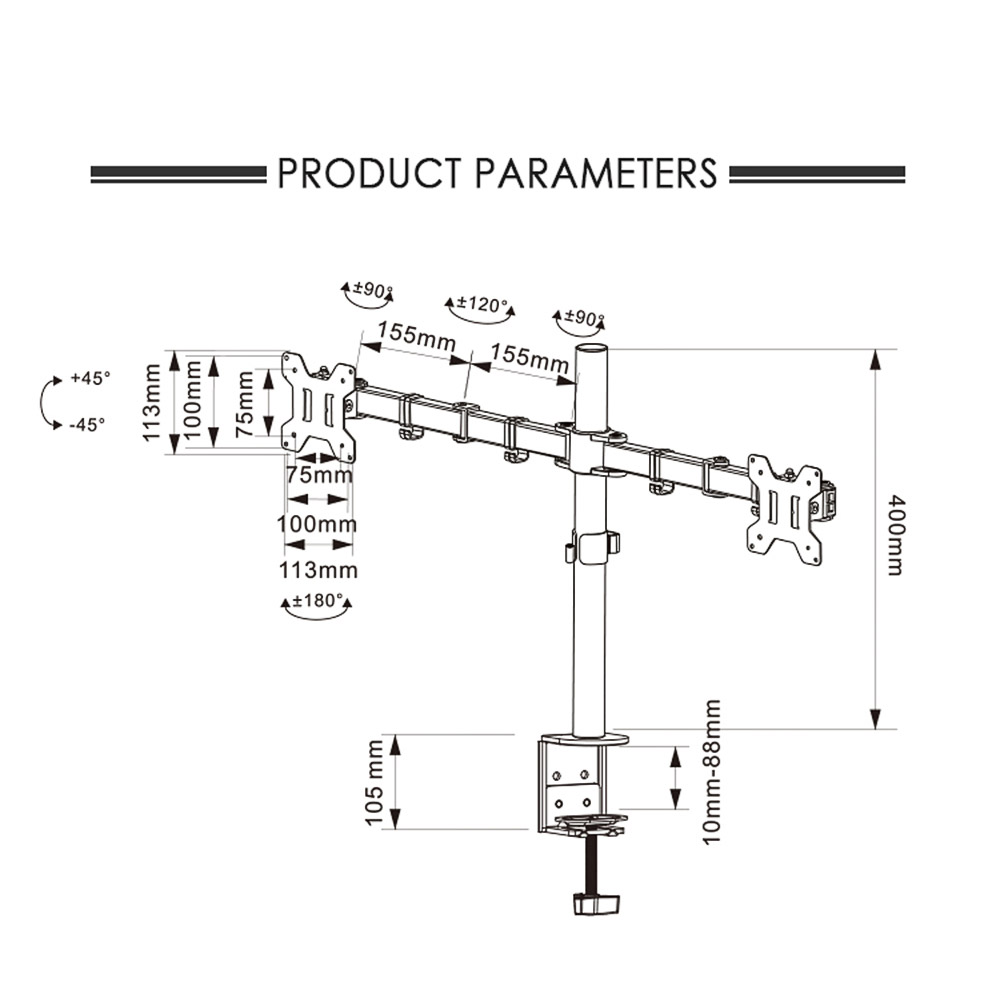 M052 Dual Arm Dual Monitor Stand