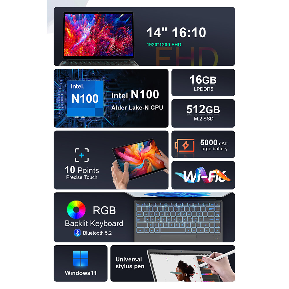 Ninkear T40 2-in-1 Tablet PC