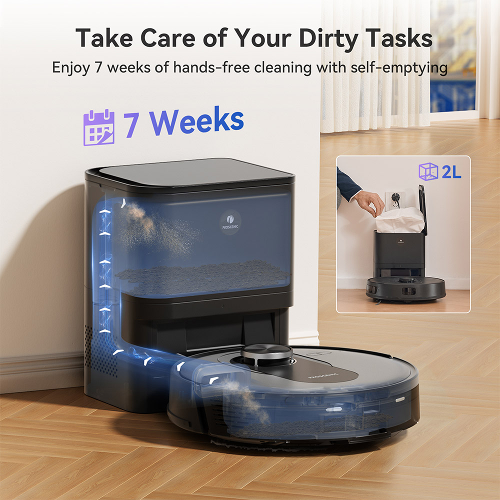 Proscenic Q8 Max Robot Vacuum and Mop Combo with Self-emptying Station ...