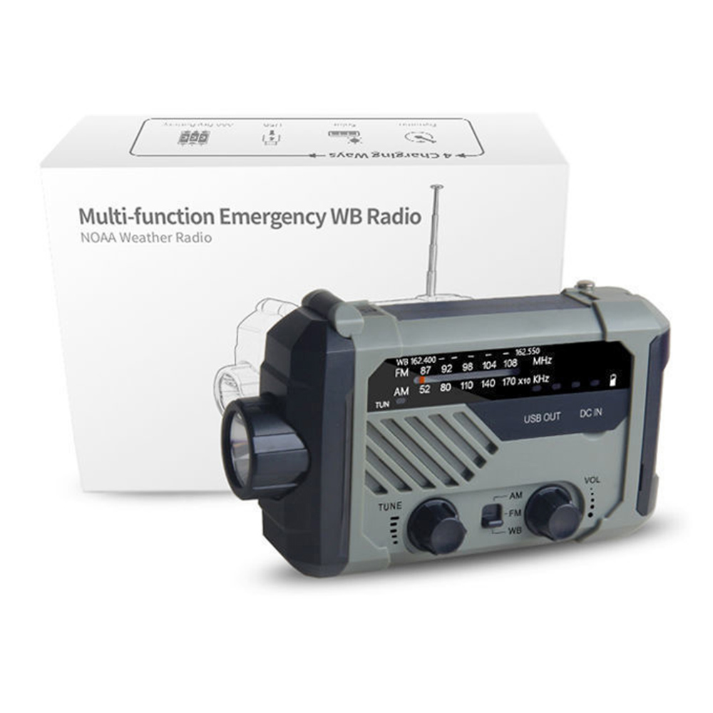 Portable Camping Emergency Solar Radio with Hand Crank Green
