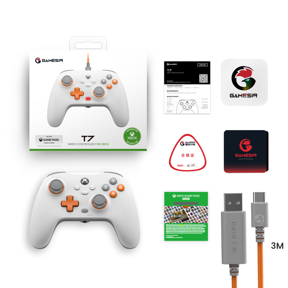 GameSir T7 Wired Game Controller Creamsicle White