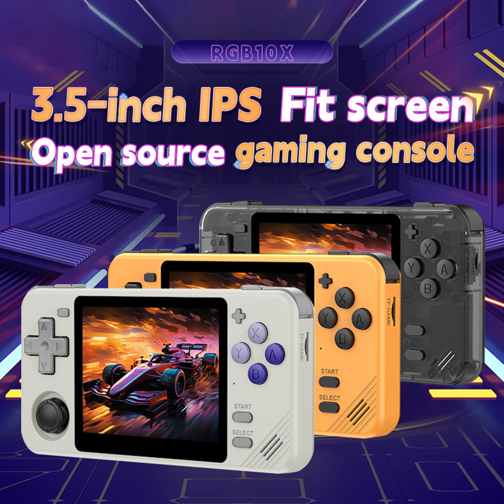 Powkiddy RGB10X Handheld Game Console 64GB Transparent Black